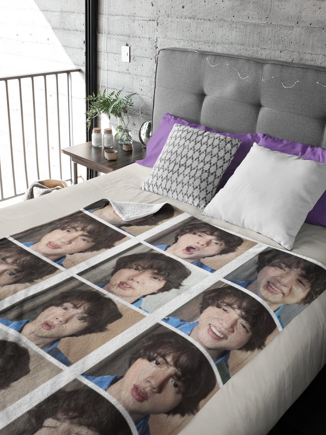 Custom Funny Photo Grid Blanket, Personalized Photo Collage Velveteen ...