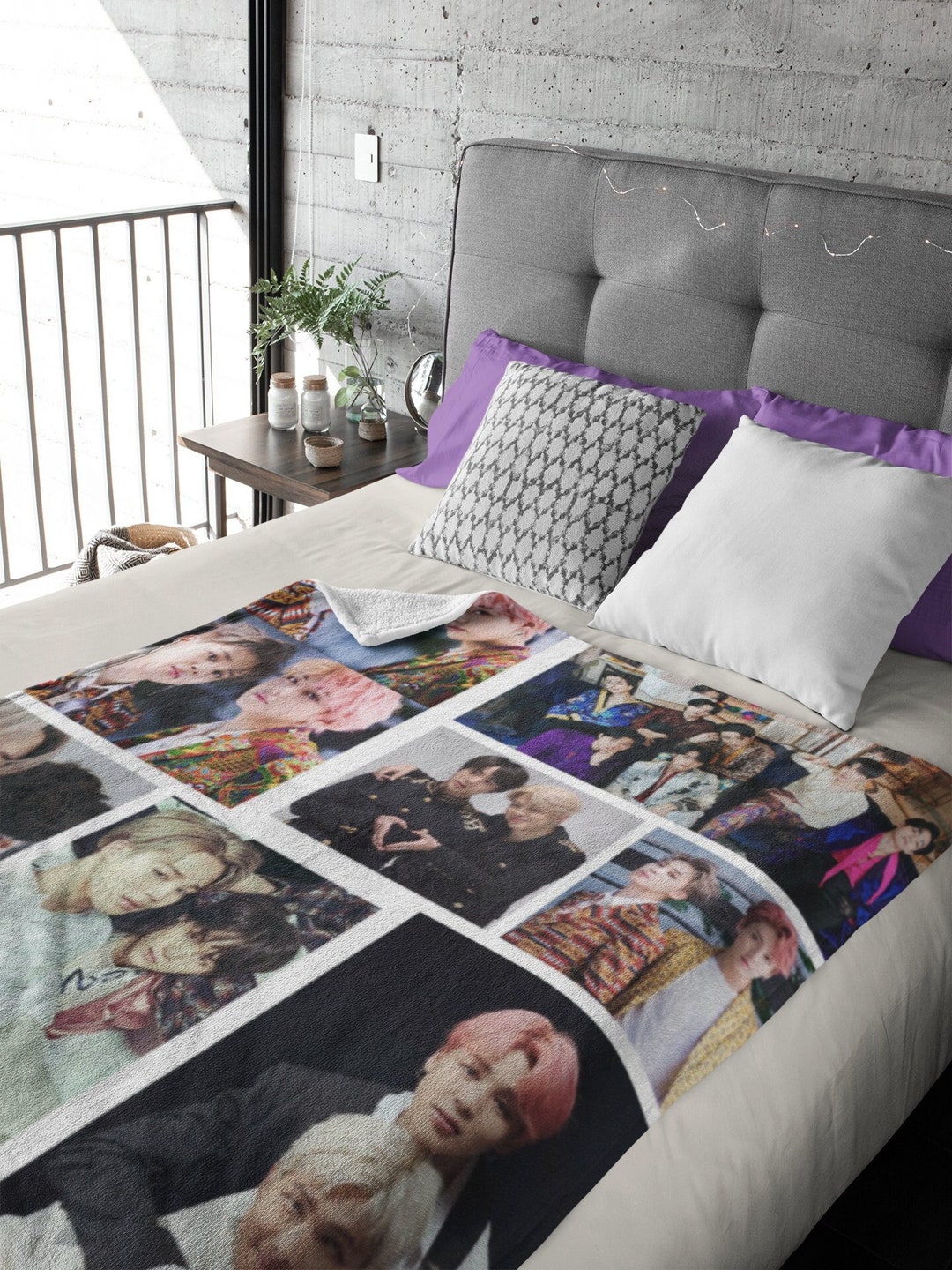 Personalized K-pop Photo Collage Throw Blanket, Custom K-pop Velveteen ...