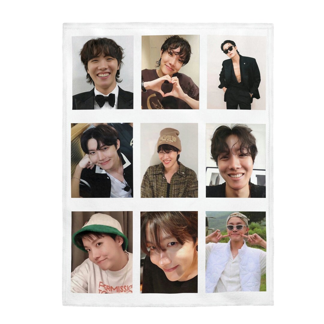 Cute Hobi Photo Collage Soft Blanket, K-pop Velveteen Photo Blanket ...