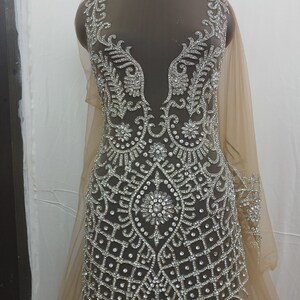 Silver and Clear Rhinestone Dress Panel Front Back and Sleeves 7052 - Etsy
