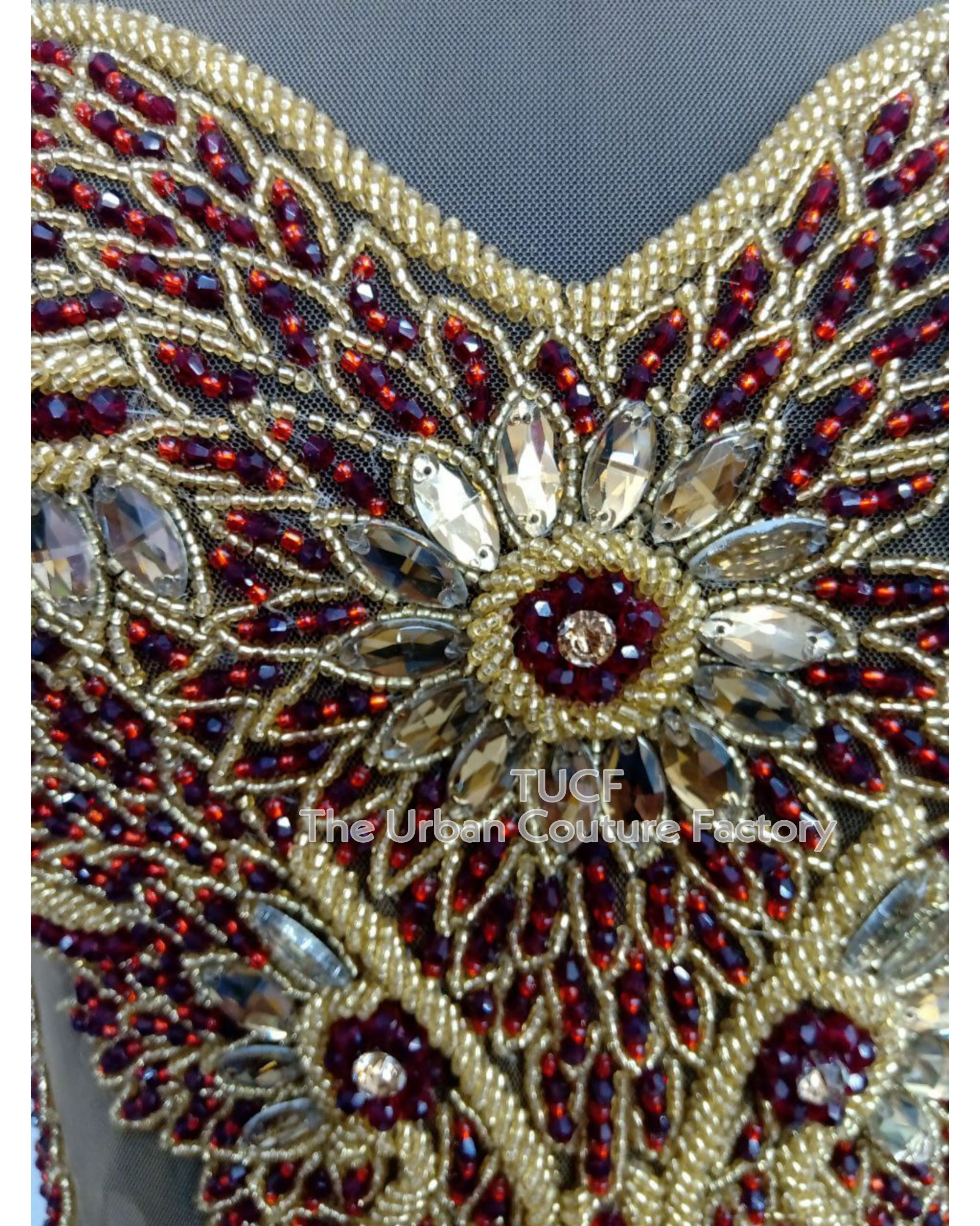 Stunning Gold and Maroon Crystals Rhinestone Bodice - Etsy