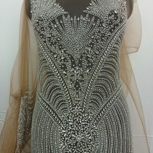 Silver and Clear Rhinestone Dress Panel Front Back and Sleeves - Etsy