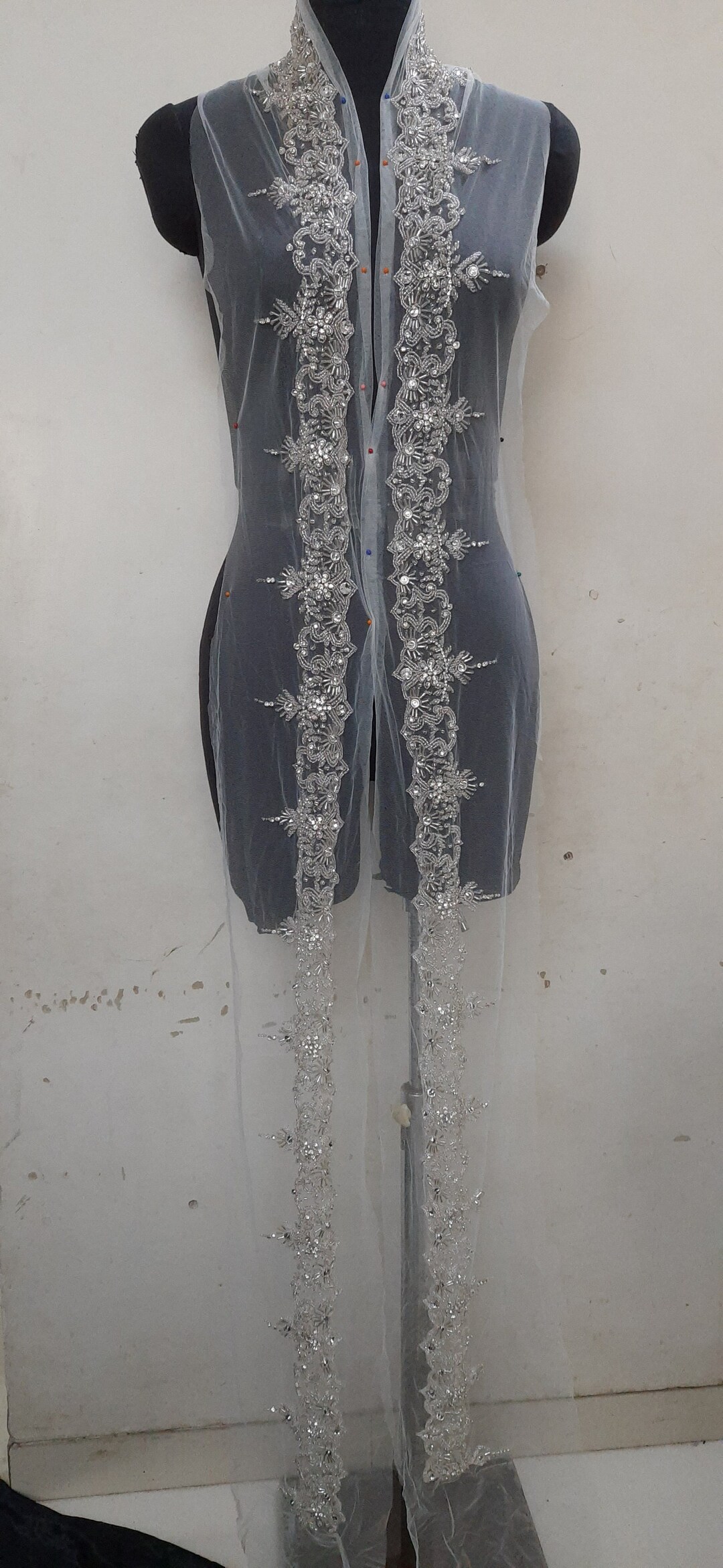 Luxurious Silver Sparkle Rhinestone Hand Beaded Trim: Bridal Trims ...