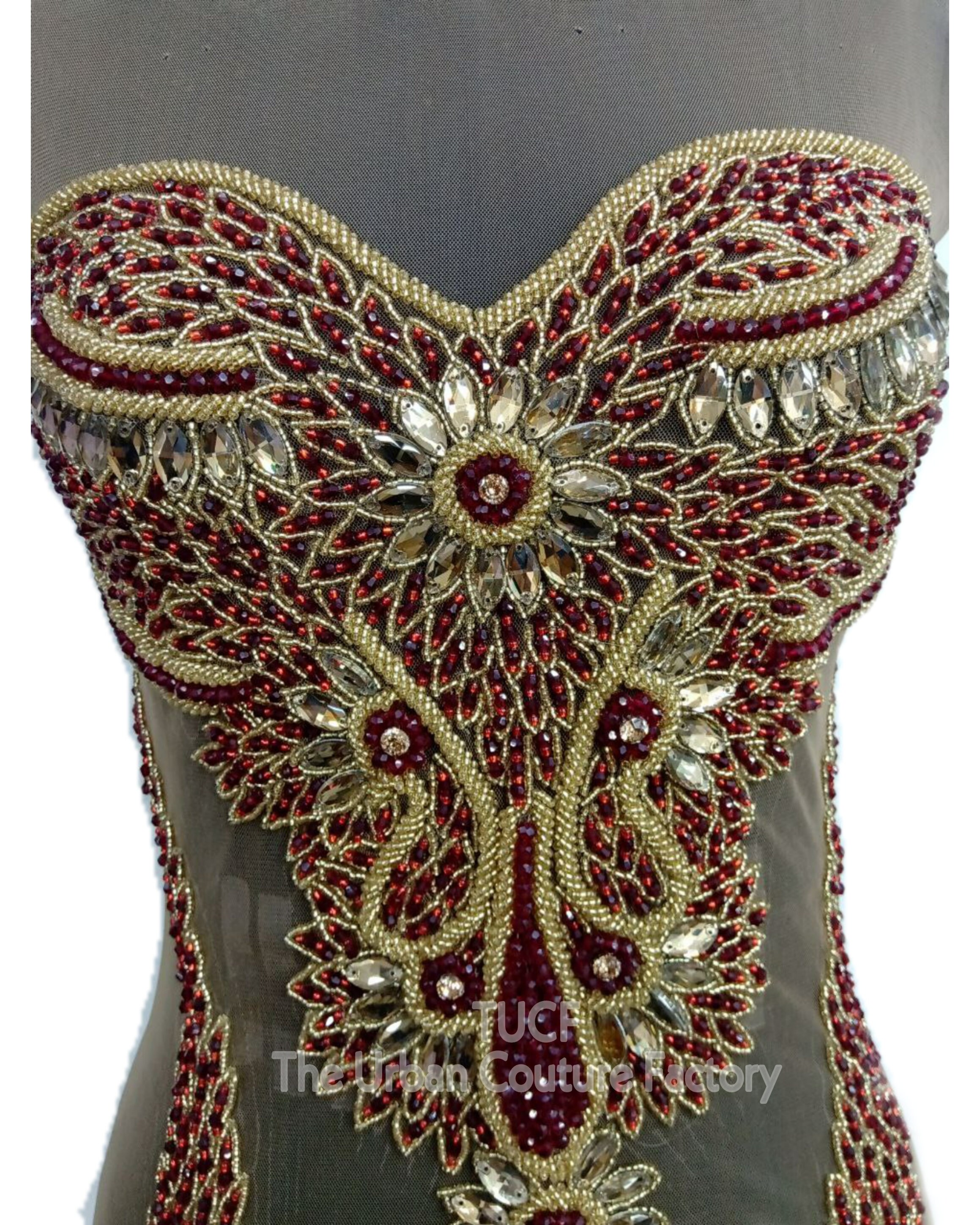 Stunning Gold and Maroon Crystals Rhinestone Bodice - Etsy