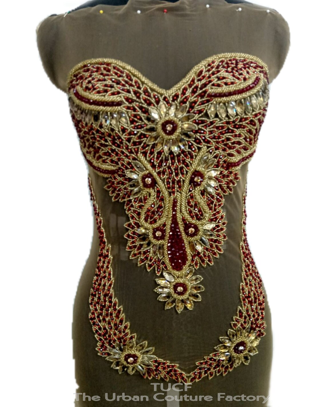 Stunning Gold and Maroon Crystals Rhinestone Bodice - Etsy