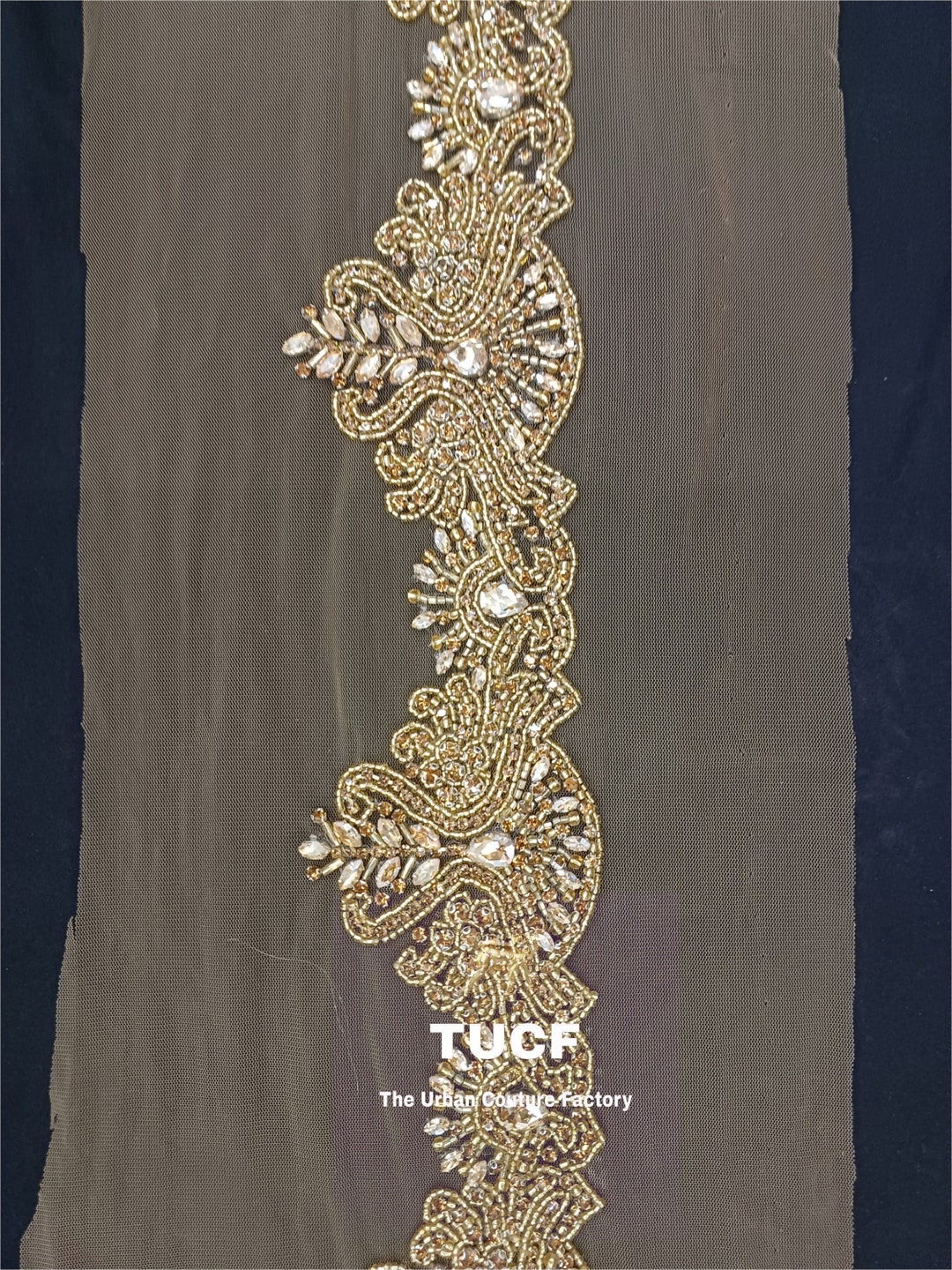 Handmade Gold Rhinestone Beaded Trim: Bridal & Prom Dress Embellishment ...