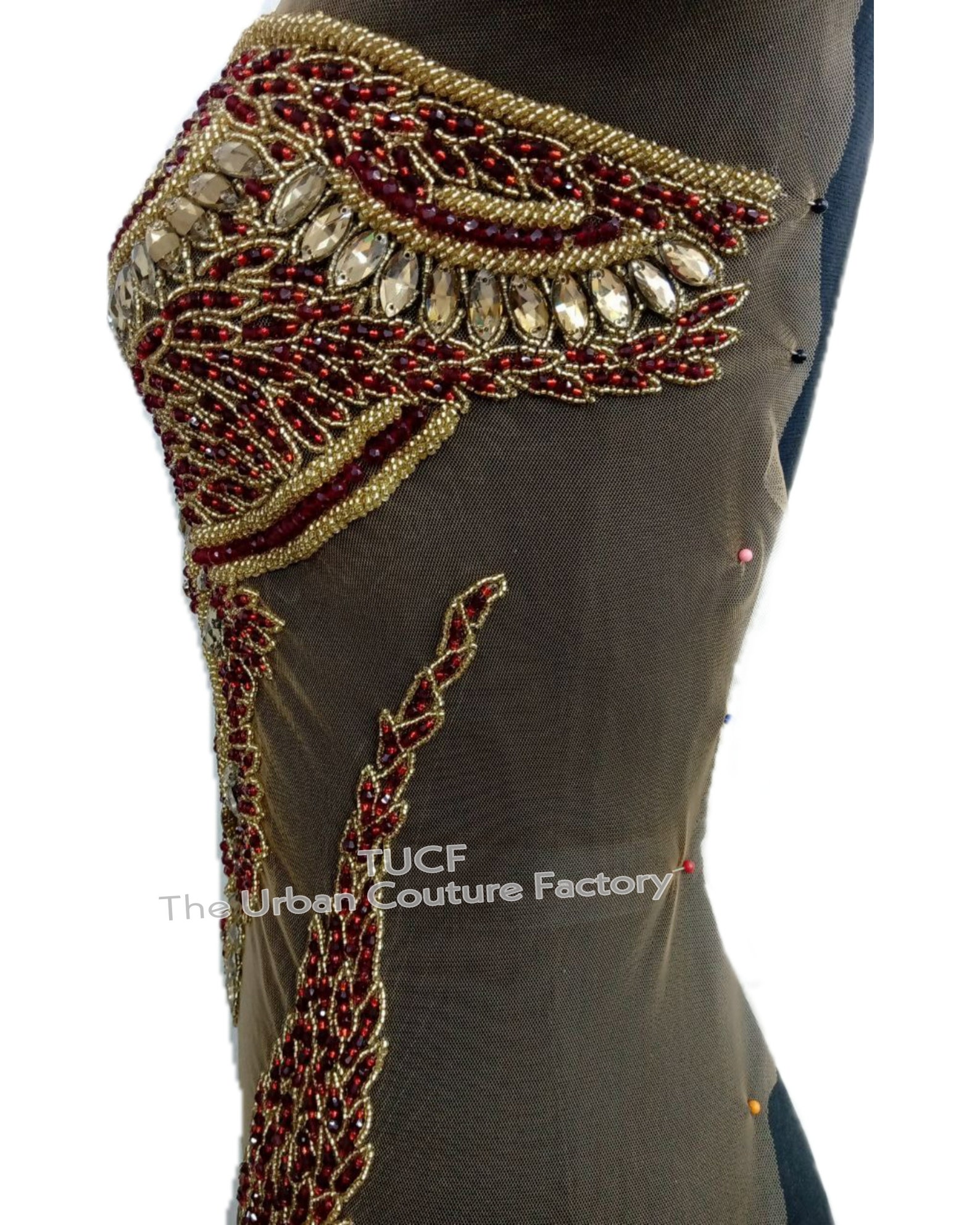 Stunning Gold and Maroon Crystals Rhinestone Bodice - Etsy