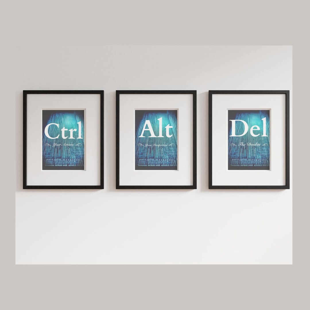 Set of 3 Canvas Ctrl Alt Del Wall Art Print Computer Code - Etsy