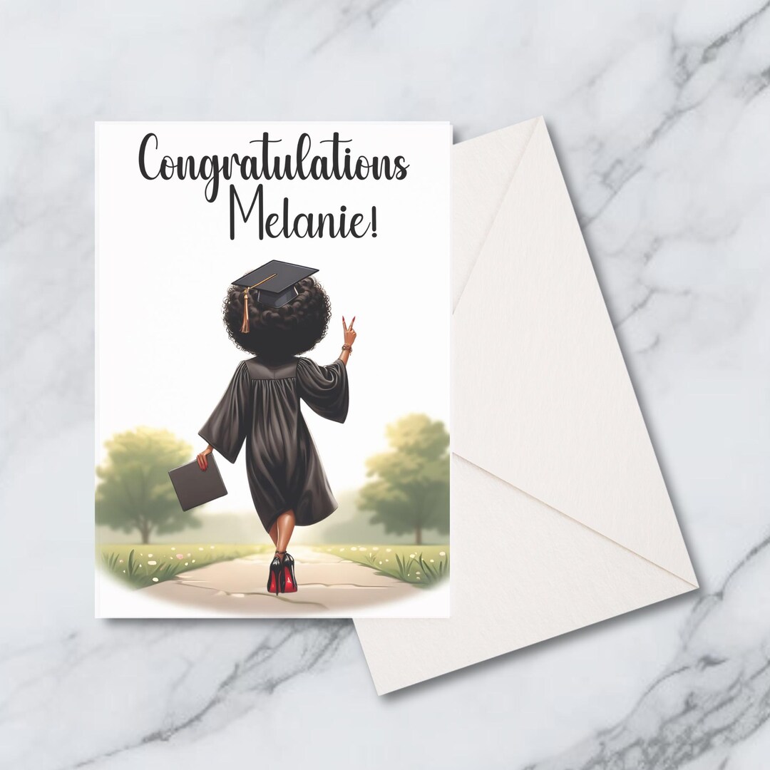 Graduation Greeting Card Custom Personalized: Fashionable Woman Walking ...