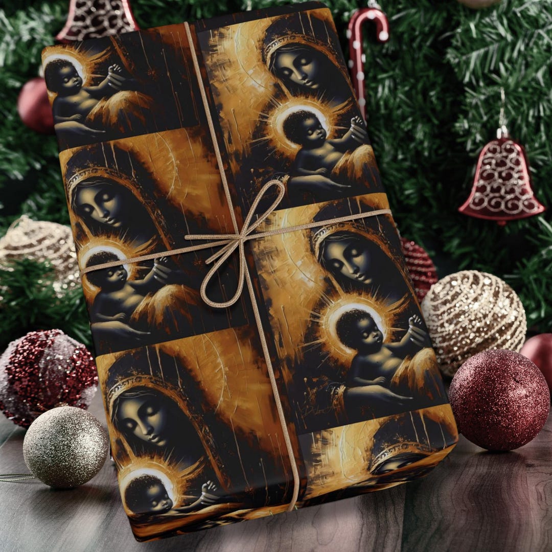 Madonna and Baby Jesus Wrapping Paper Satin Finish Religious Christmas ...