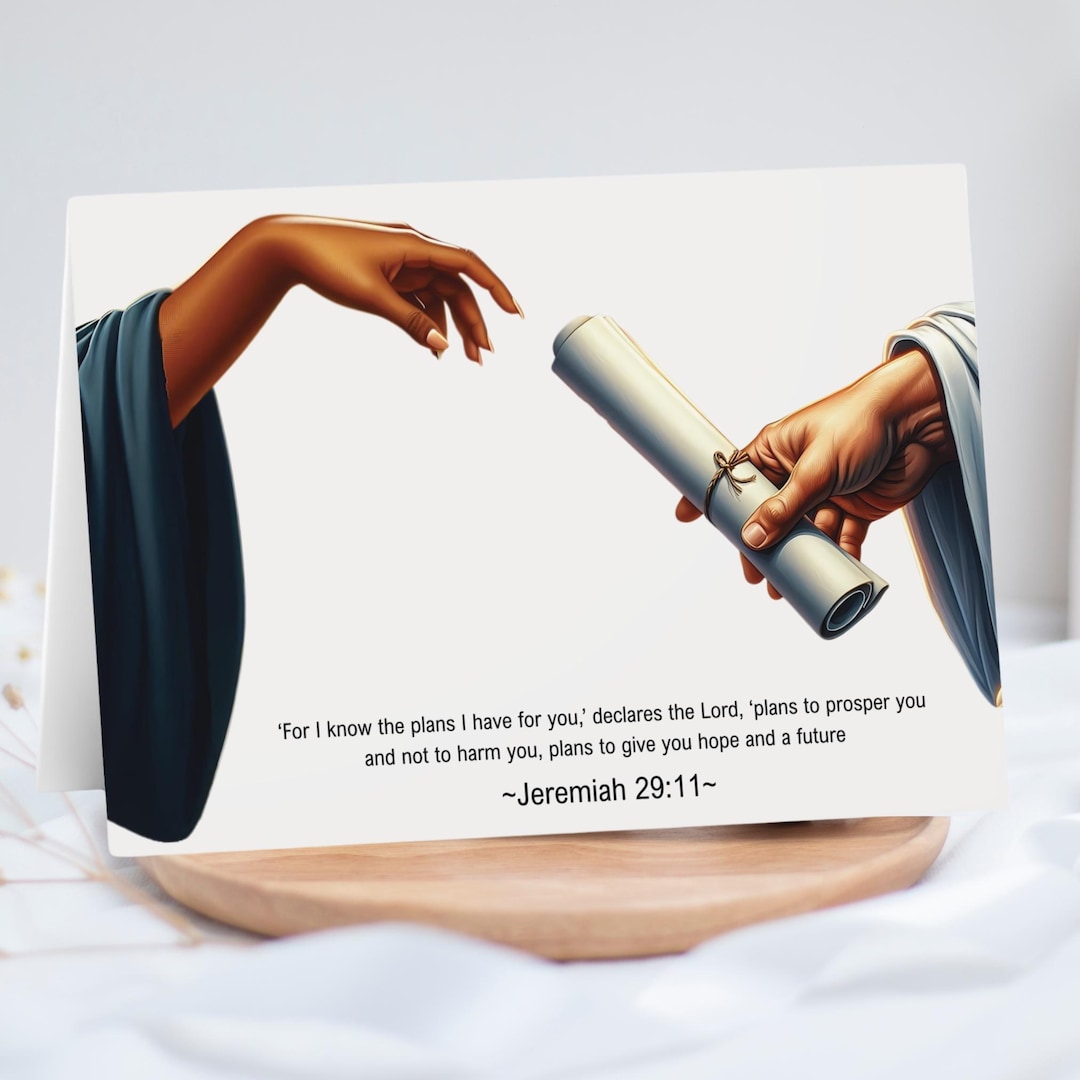 Christian Graduation Card Jeremiah 29:11 | Creation of Adam Inspired ...
