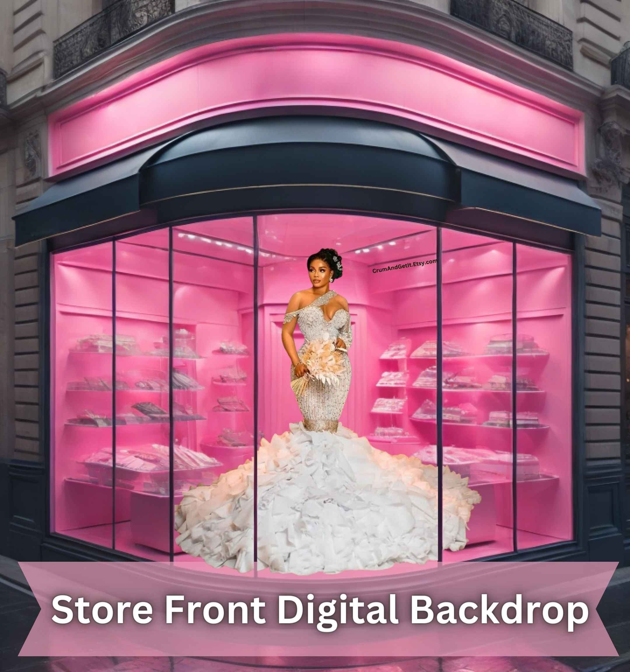 Realistic Store Front Digital Backdrop Photo Overlay X2, Digital ...