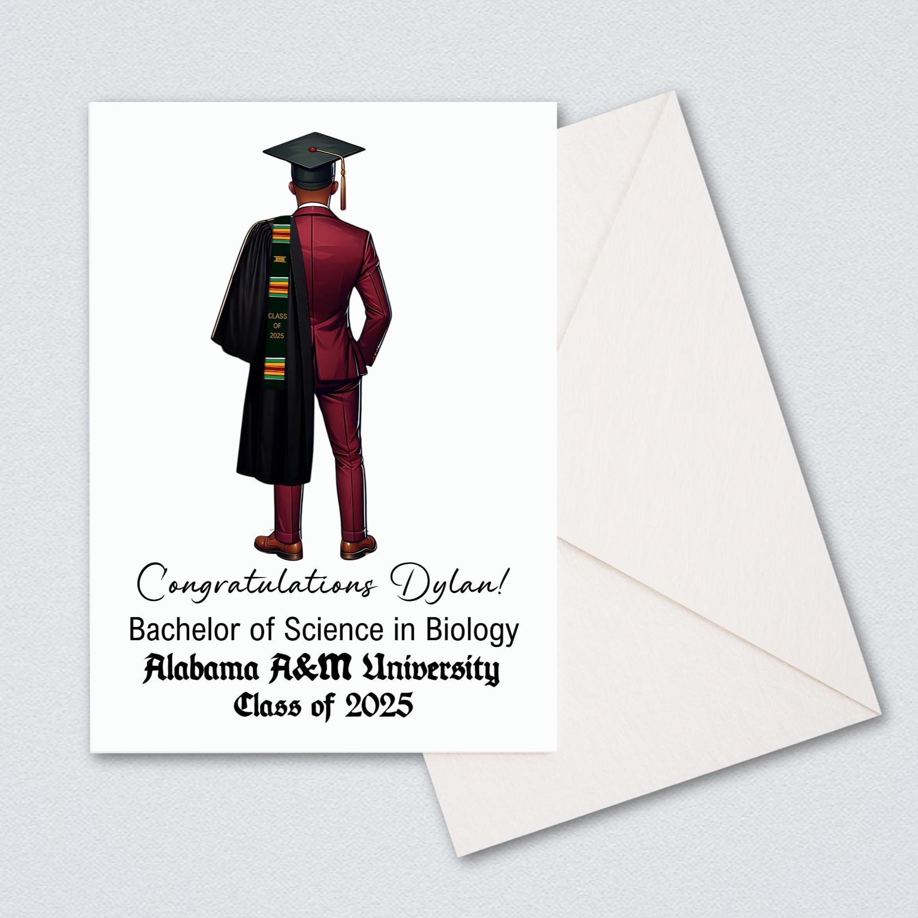 Black Male Graduation Card 2026, African American Graduate, Kente Stole ...