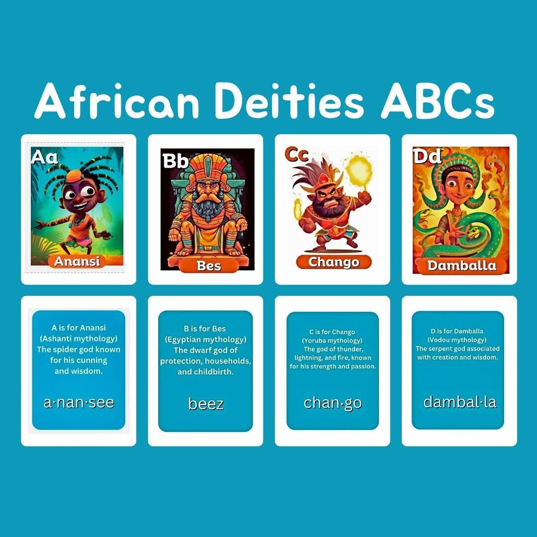 African Deities Abcs Digital Flash Cards Orishas - Etsy