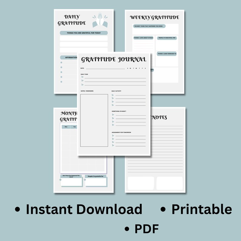 Gratitude Journal Printable, Gratitude Planner Template, Thankfulness ...