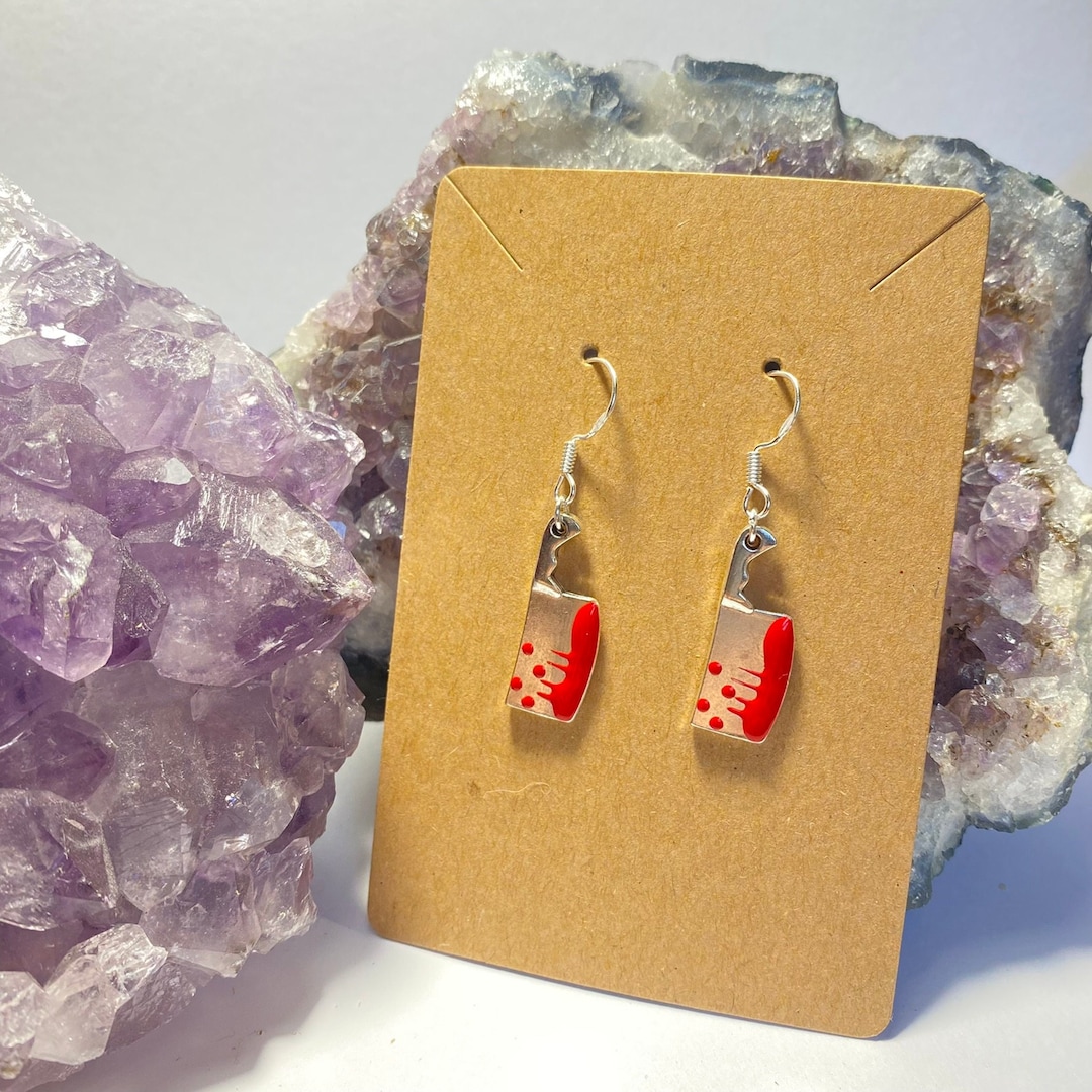 Blood Cleaver Silver Halloween Jewelry Party Earrings - Etsy
