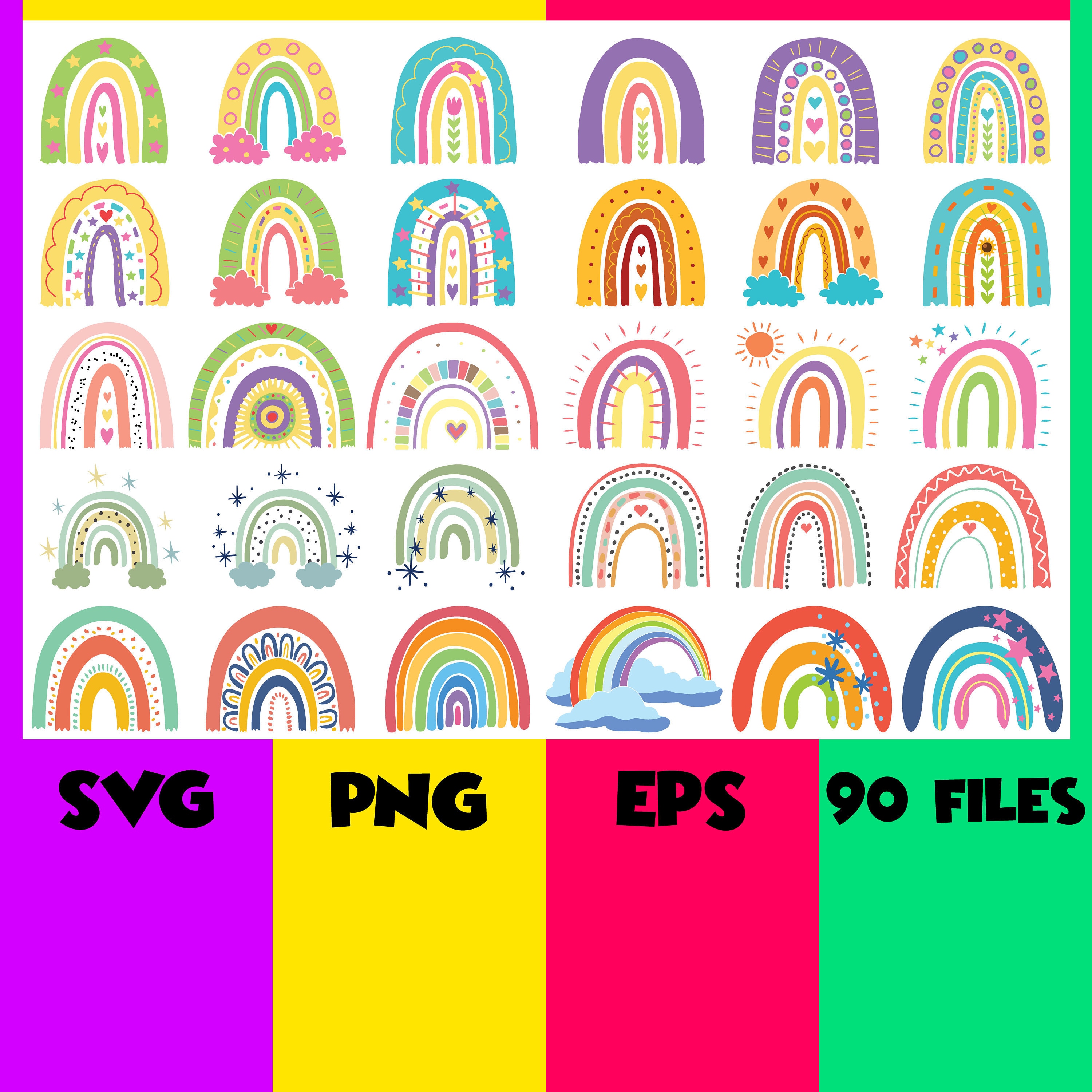 Rainbow SVG Rainbow SVG Bundle Hand Drawn Rainbow SVG | Etsy