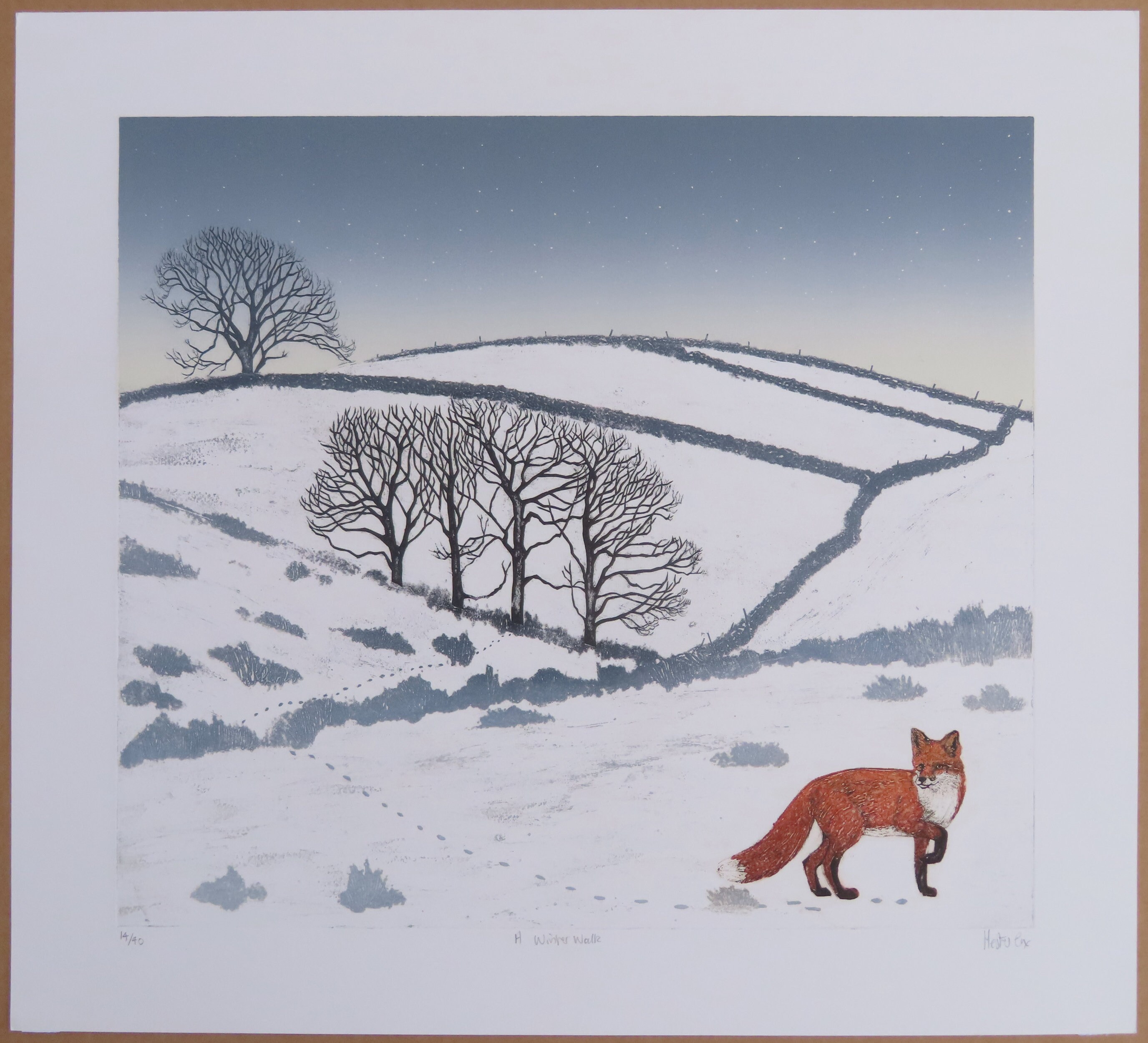 A Winter Walk Original Collagraph Print by Hester Cox - Etsy