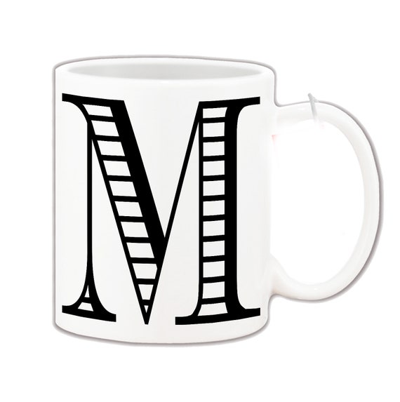 Letter M Mug Initial Letter M Mug Line Font Design Funny Etsy