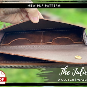 Leather Clutch Wallet PDF PATTERN - Leather Crossbody Tote Bag Purse ...