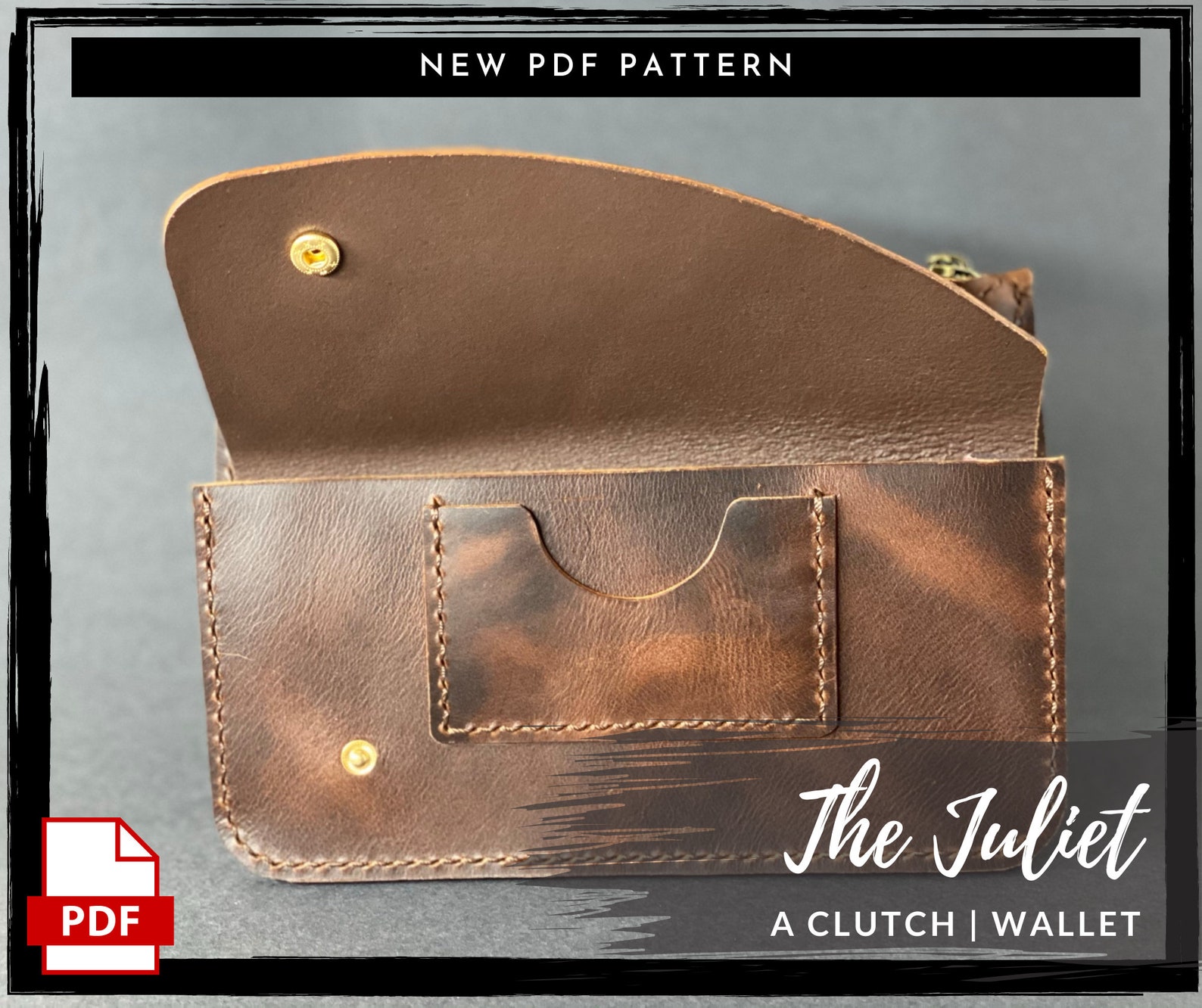 Leather Clutch Wallet PDF PATTERN - Leather Crossbody Tote Bag Purse ...