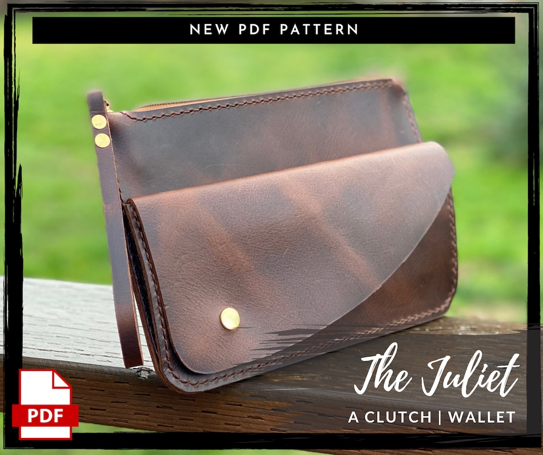 Leather Clutch Wallet PDF PATTERN - Leather Crossbody Tote Bag Purse ...