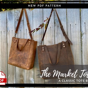 Leather Tote PDF PATTERN - Leather Crossbody Tote Bag Purse Digital ...