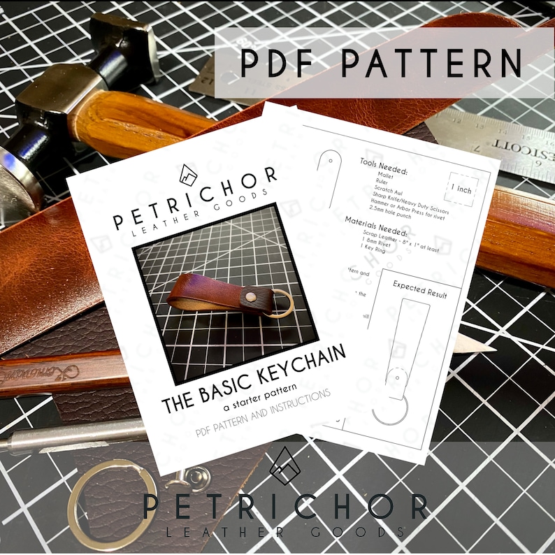 Leather Keychain PDF PATTERN Leather Keychain Digital | Etsy