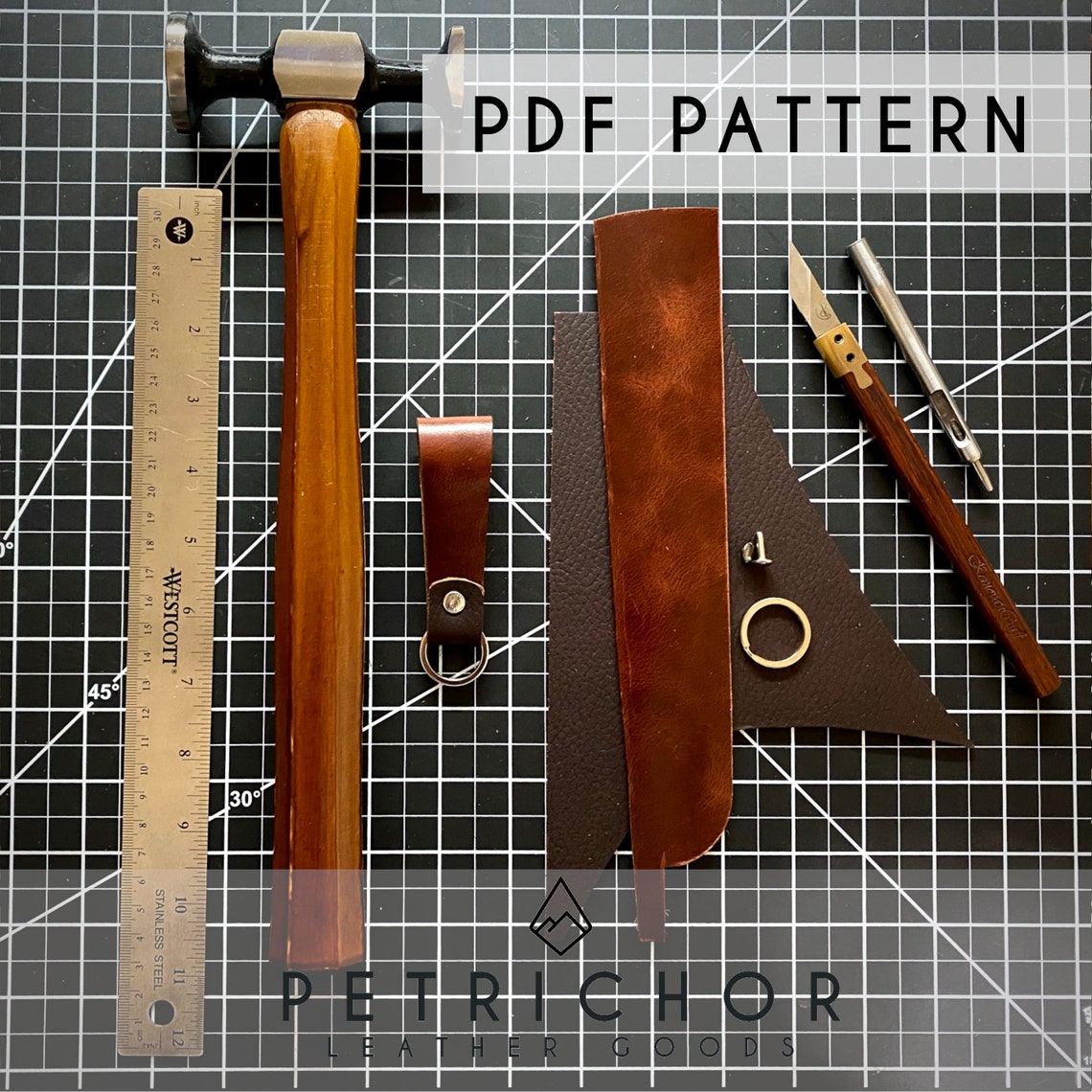 Leather Keychain PDF PATTERN Leather Keychain Digital | Etsy