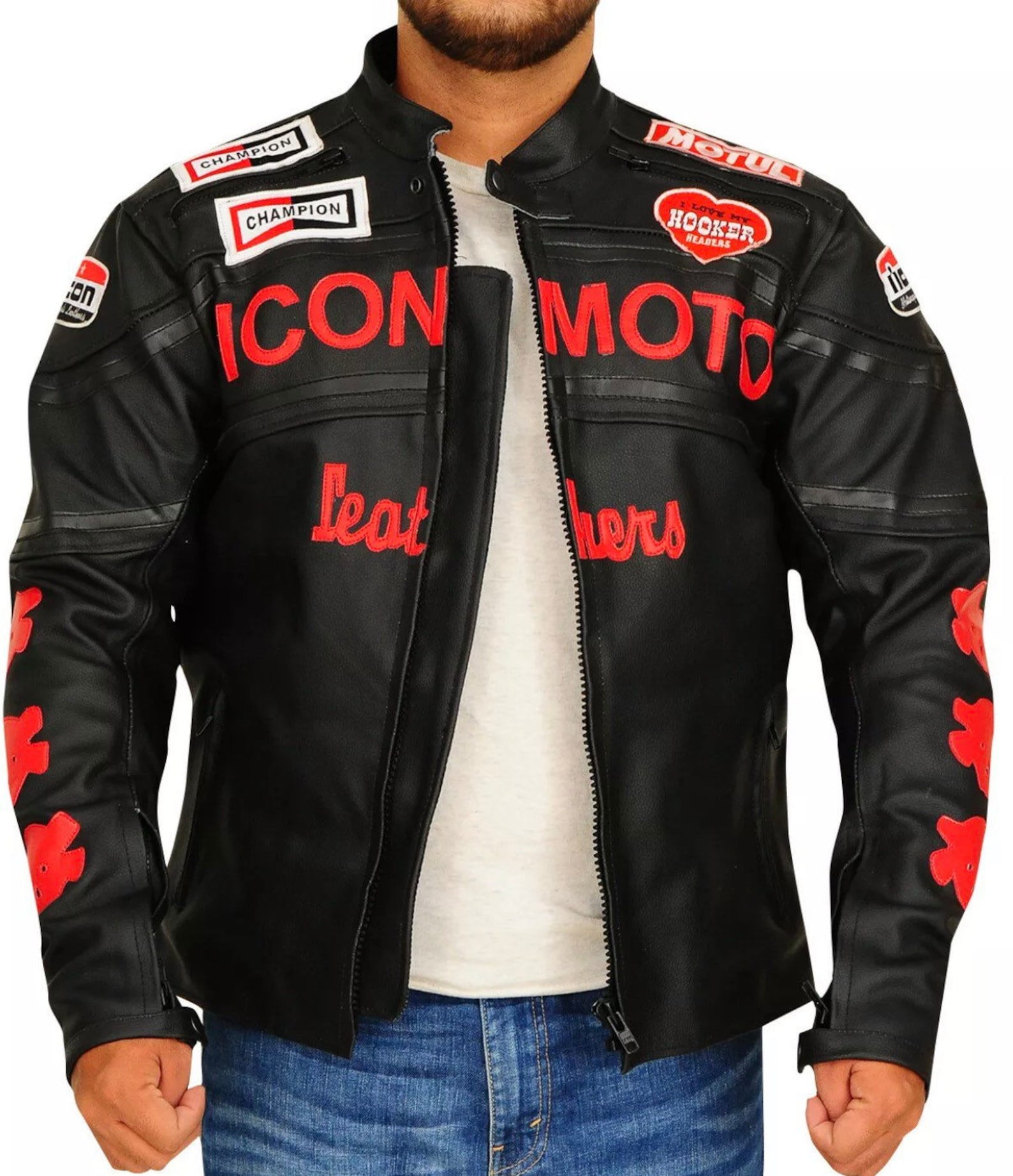 Icon Daytona Retro Black Leather Motorcycle Racing Jacket | Etsy