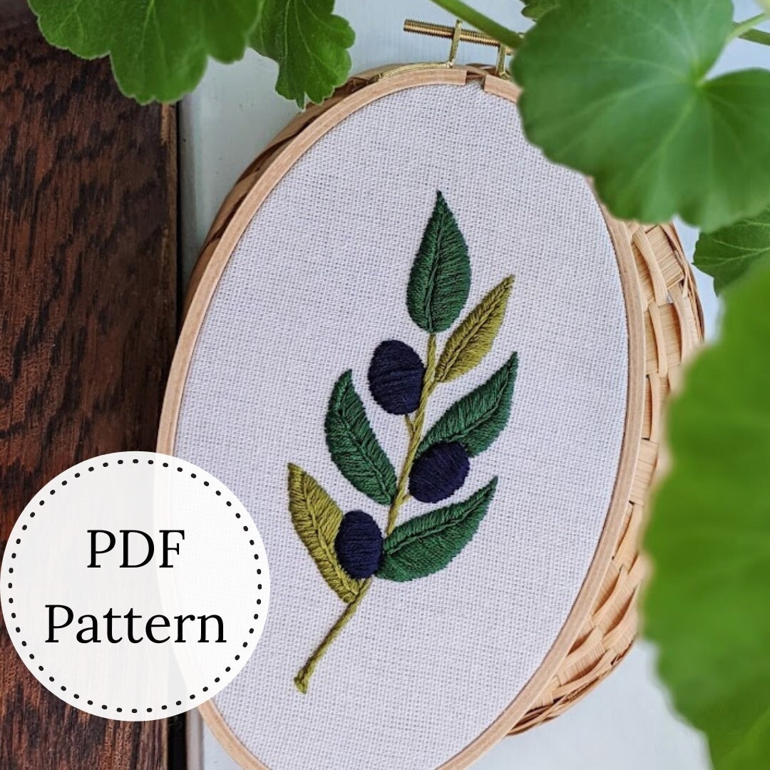 Olive Branch Embroidery Pattern PDF Instant Download Oval Embroidery ...