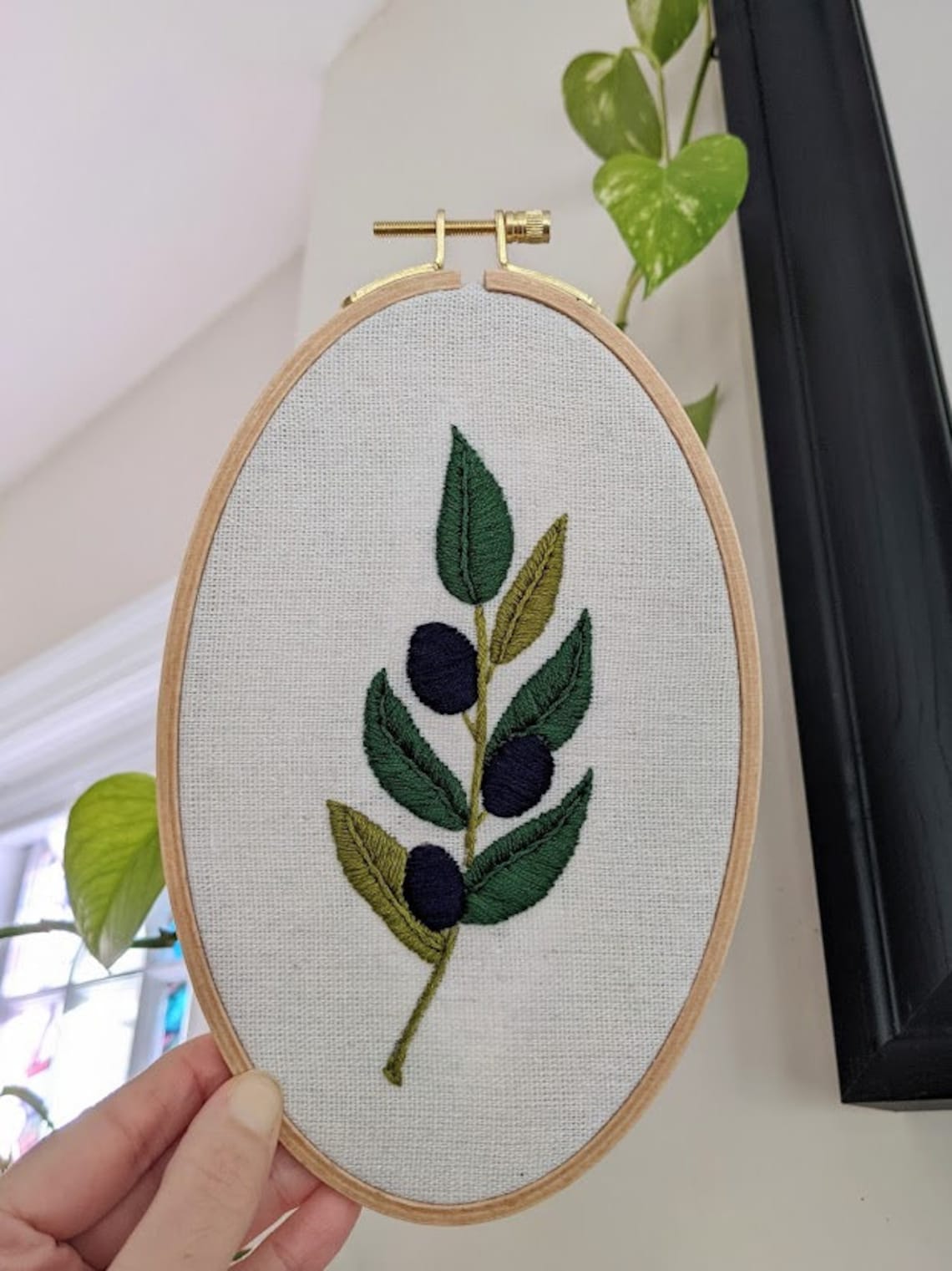 Olive Branch Embroidery Pattern PDF Instant Download Oval Embroidery ...