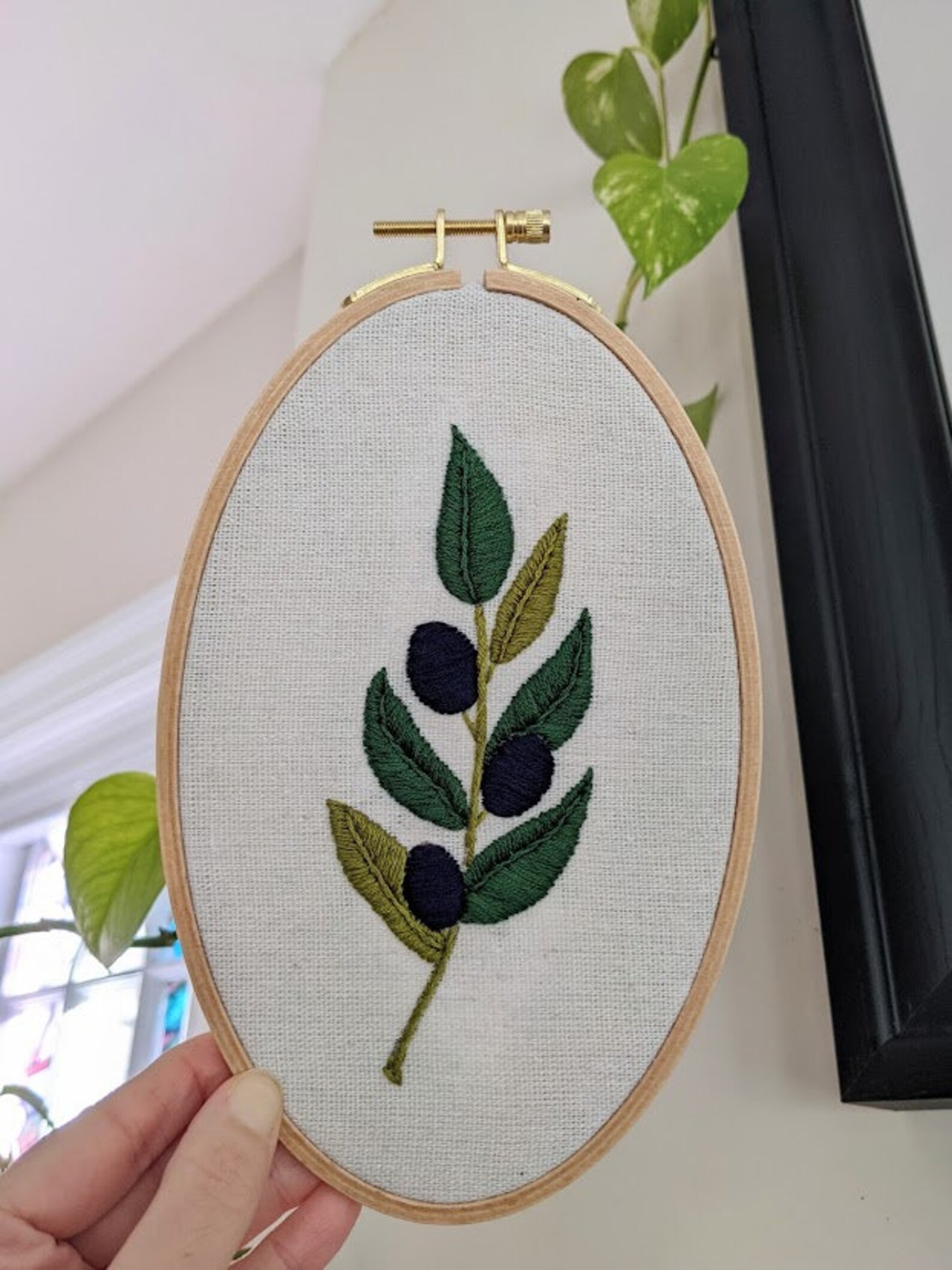 Olive Branch Embroidery Pattern PDF Instant Download Oval - Etsy