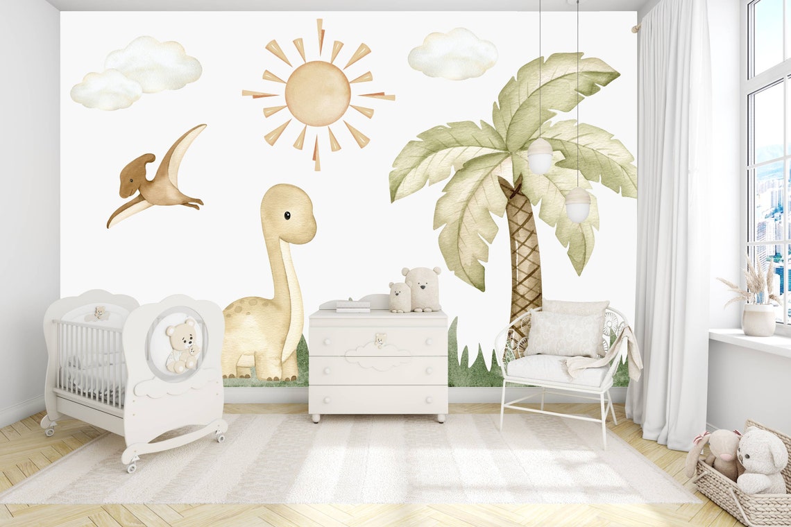 Cute Dinosaurs Wall Decal Watercolor Wall Sticker Nursery - Etsy