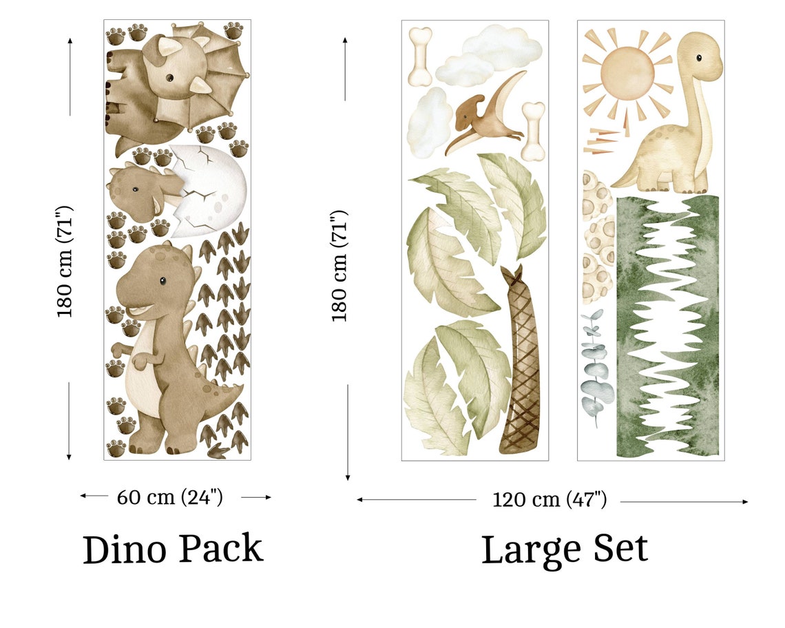 Cute Dinosaurs Wall Decal Watercolor Wall Sticker Nursery - Etsy