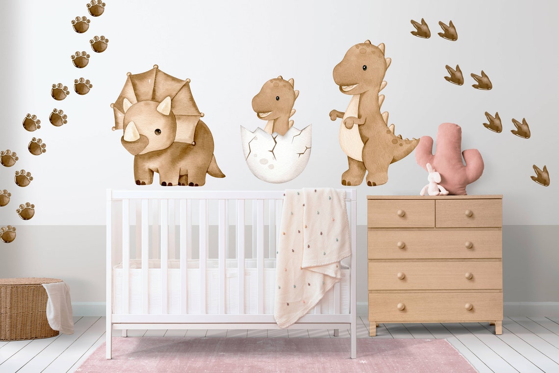 Cute Dinosaurs Wall Decal Watercolor Wall Sticker Nursery - Etsy