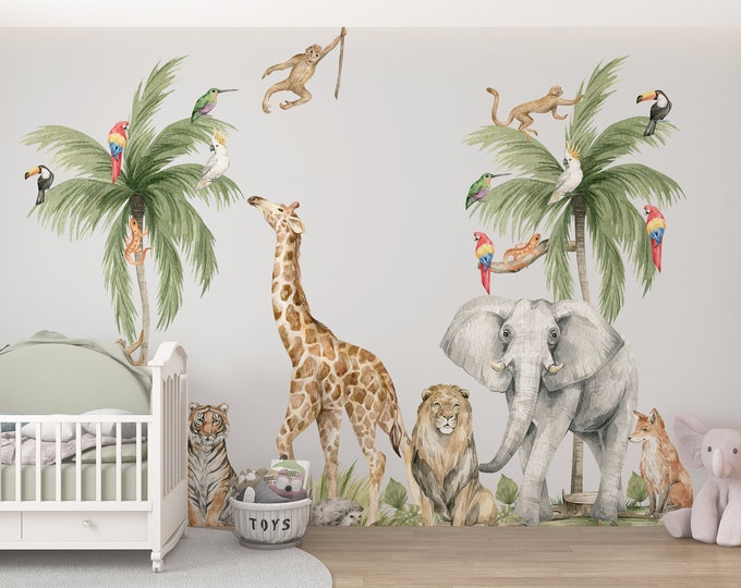 Zebra Rabbit Giraffe Lion Nursery Wall Decal Room Decor Vinyl Sticker ...