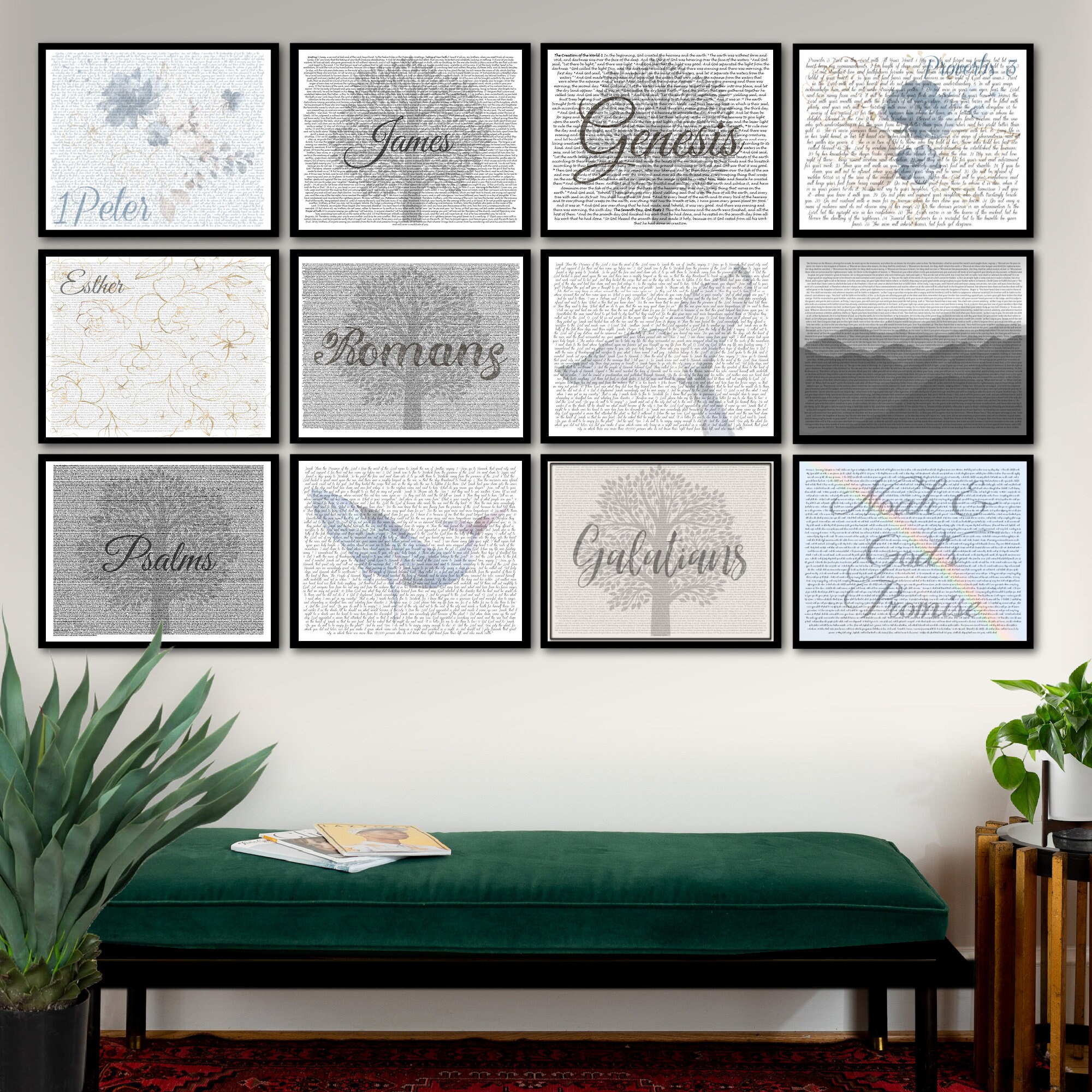 The Story of Noah, the Flood, and God's Promise, Typography Art Print ...