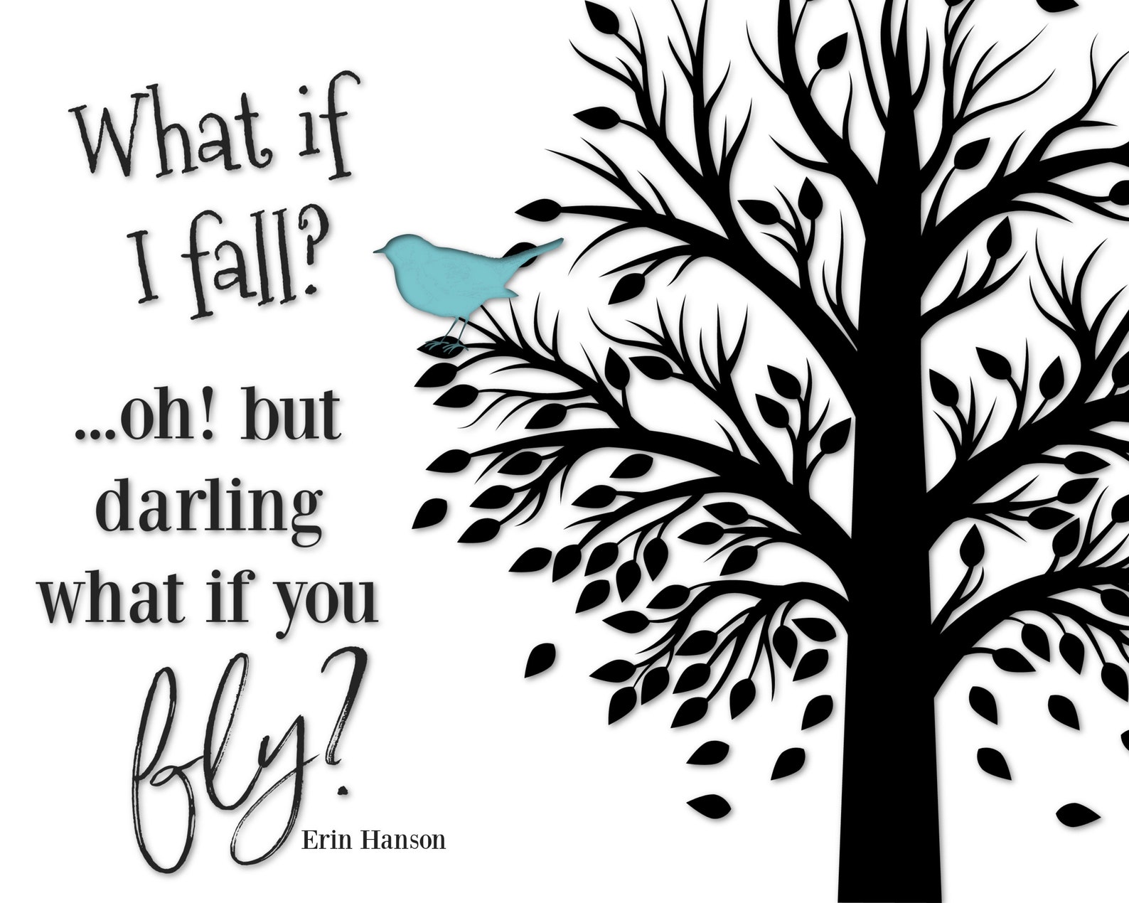 What If I Fall Book Quote Erin Hanson White Background - Etsy