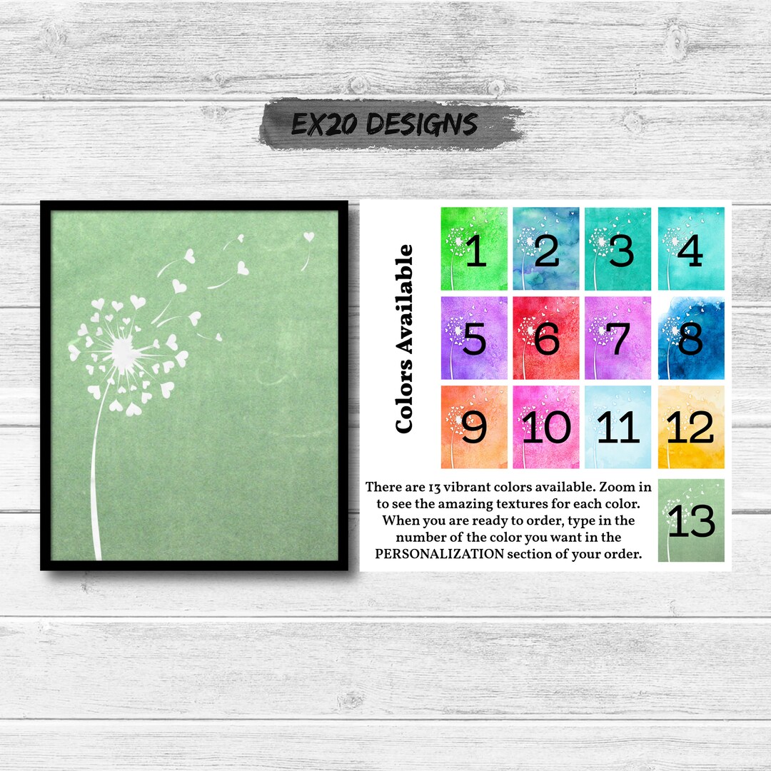 Dandelion Wishes Art Print DIGITAL DOWNLOAD Blow on a Dandelion and ...