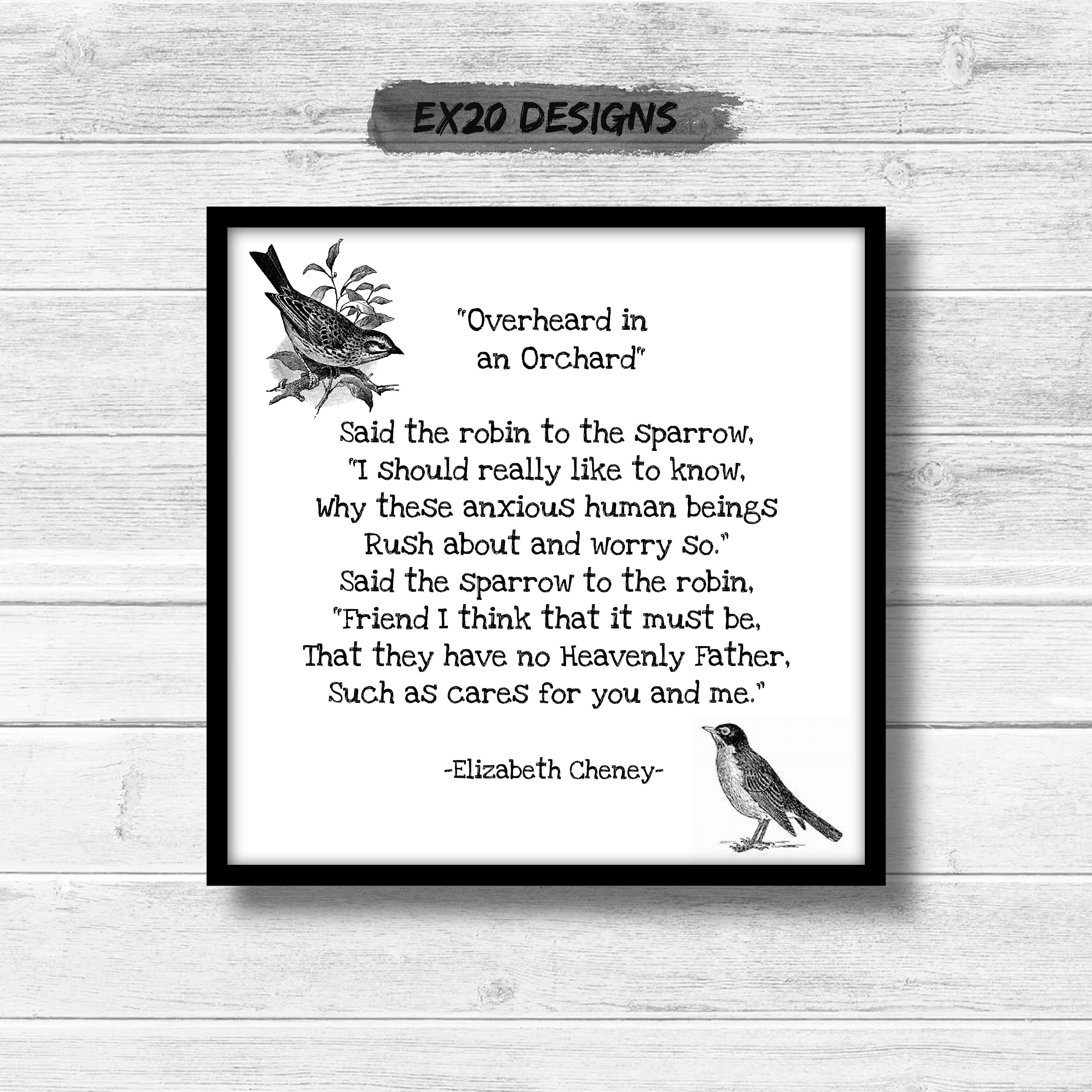 Said the Robin to the Sparrow Overheard in an Orchard Poem Elizabeth ...