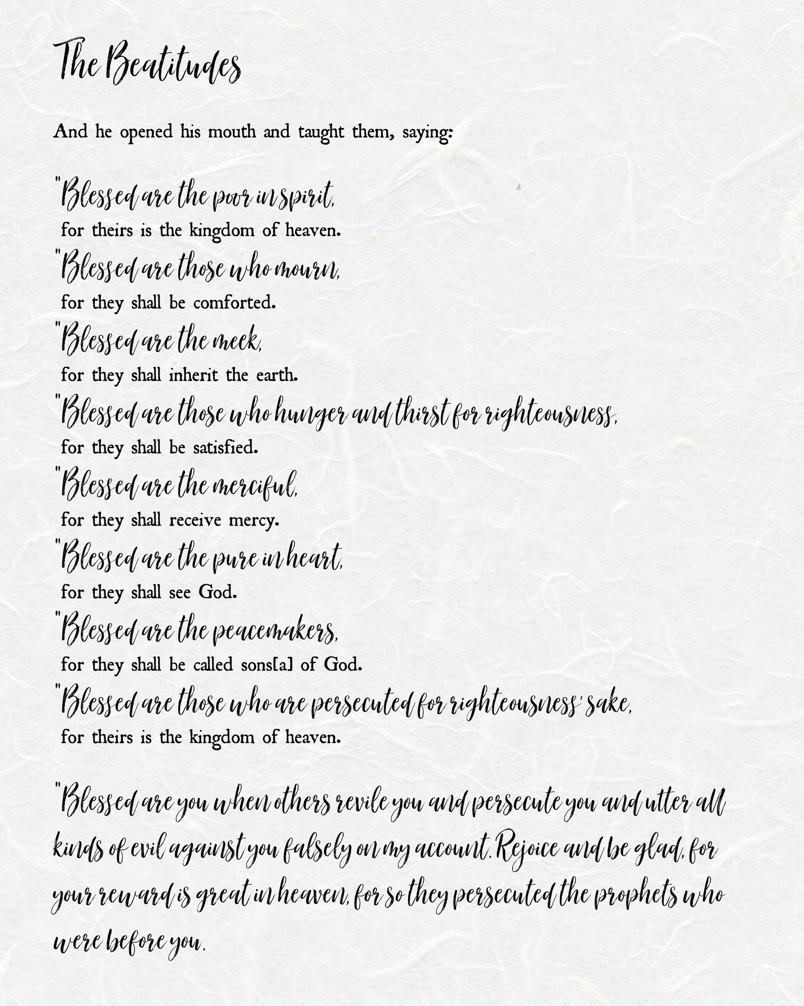 The Beatitudes Art Print DIGITAL DOWNLOAD Matthew 5 ESV, Blessed Are ...