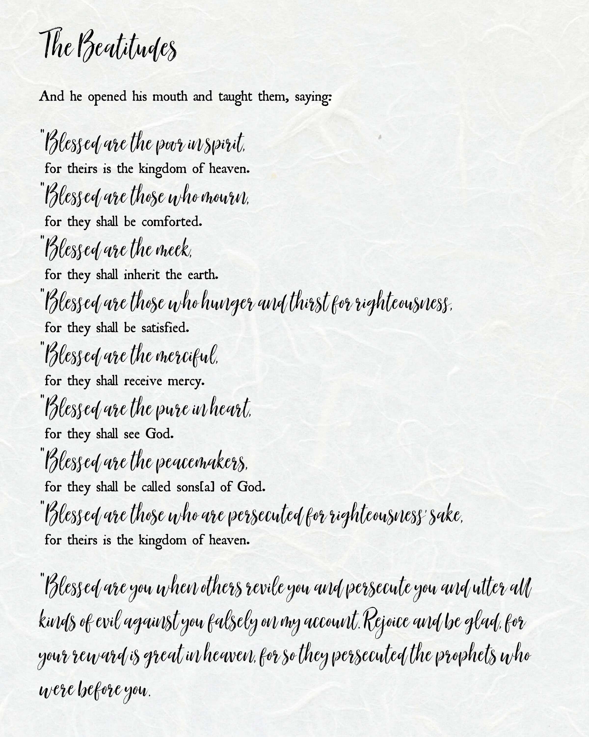 The Beatitudes Art Print DIGITAL DOWNLOAD Matthew 5 ESV, Blessed Are ...