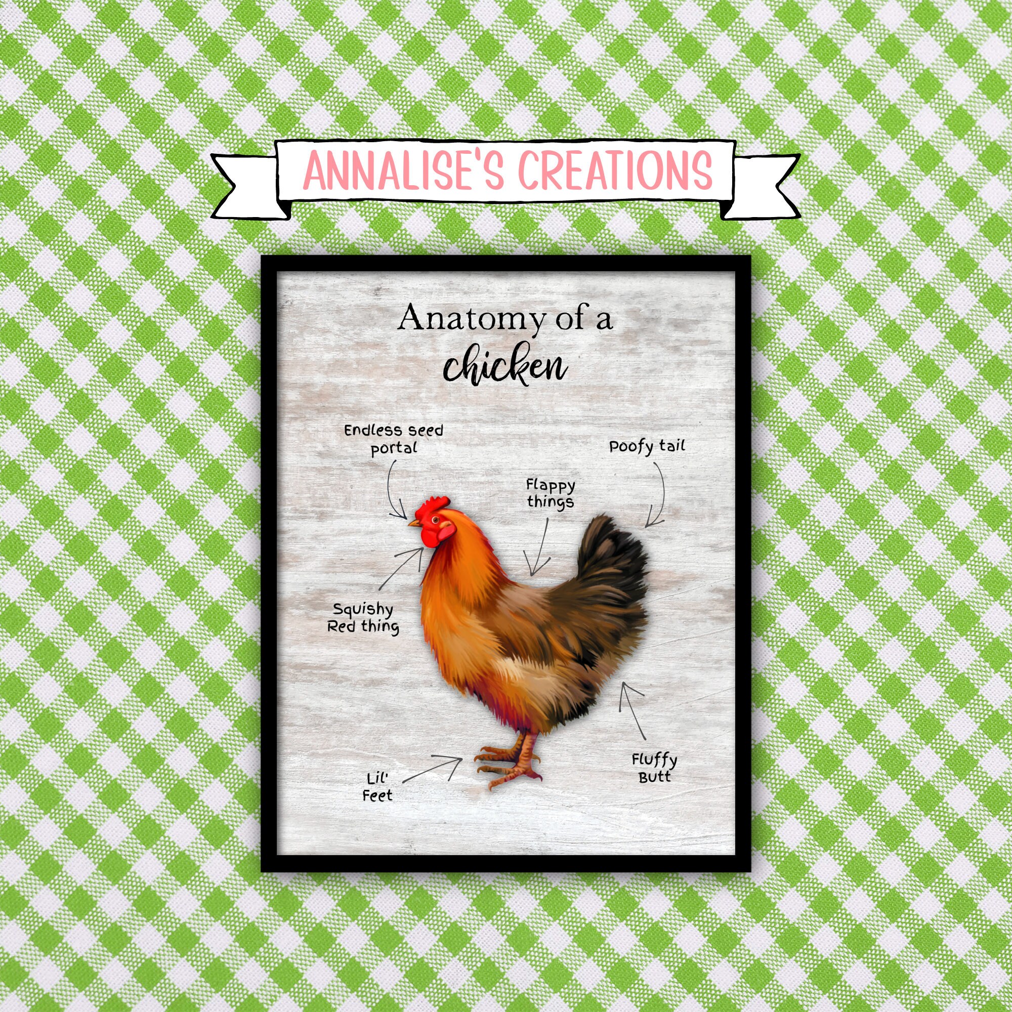 Anatomy of a Chicken Art Print DIGITAL DOWNLOAD Chicken Lover Decor ...