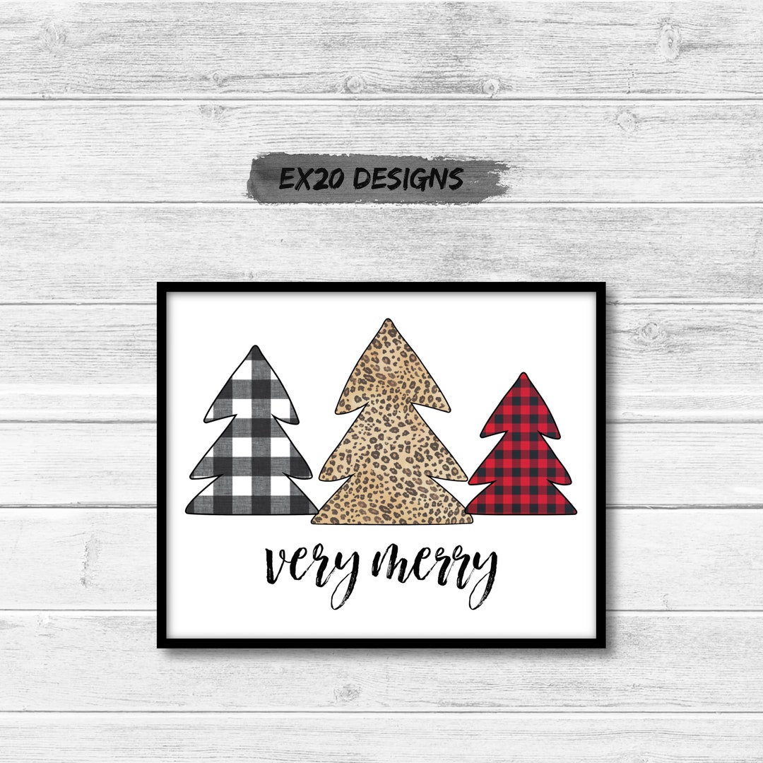 Christmas Tree Art Print DIGITAL DOWNLOAD Leopard Print and Buffalo ...