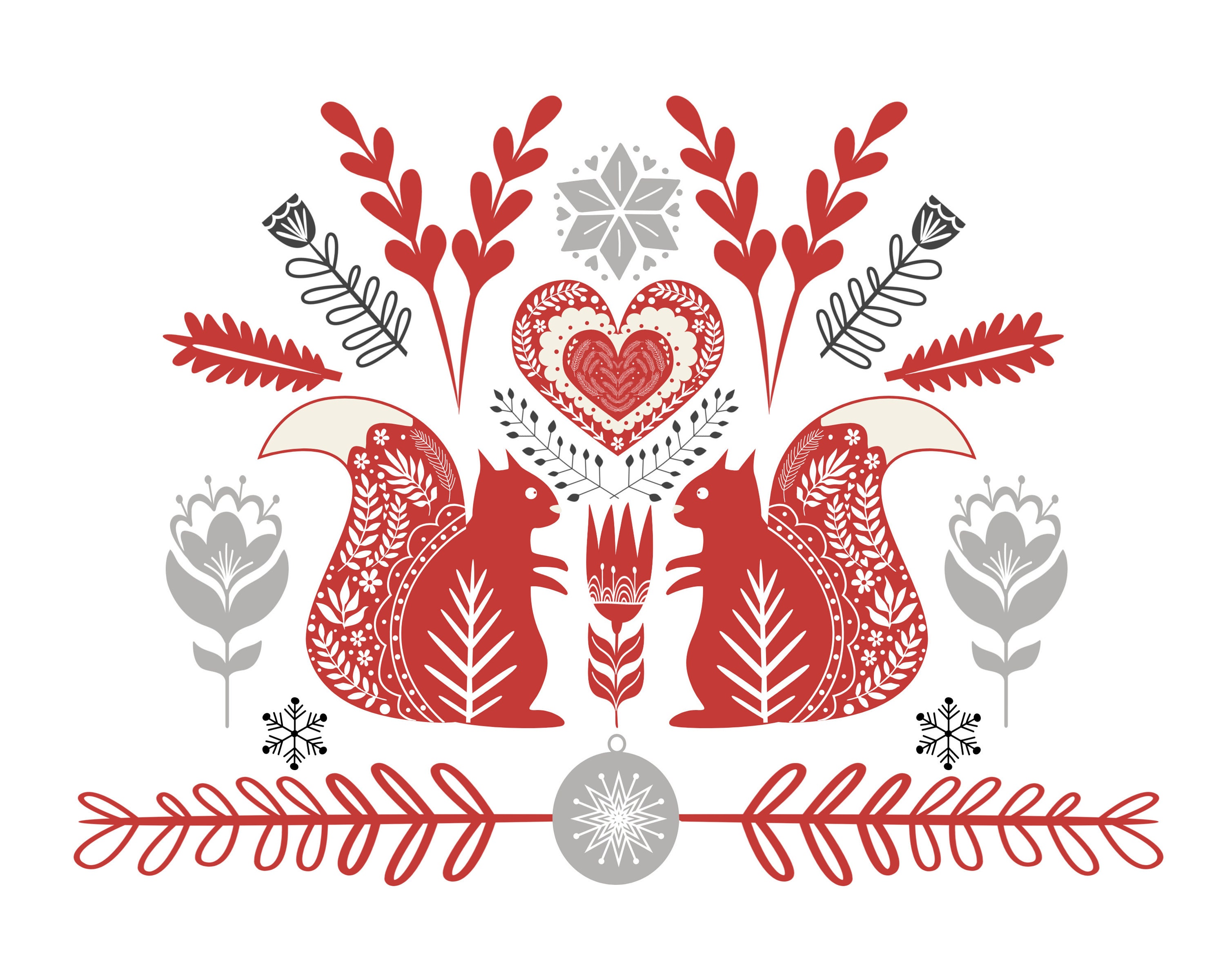 Nordic Squirrel Art Print DIGITAL DOWNLOAD Scandinavian Christmas Decor ...