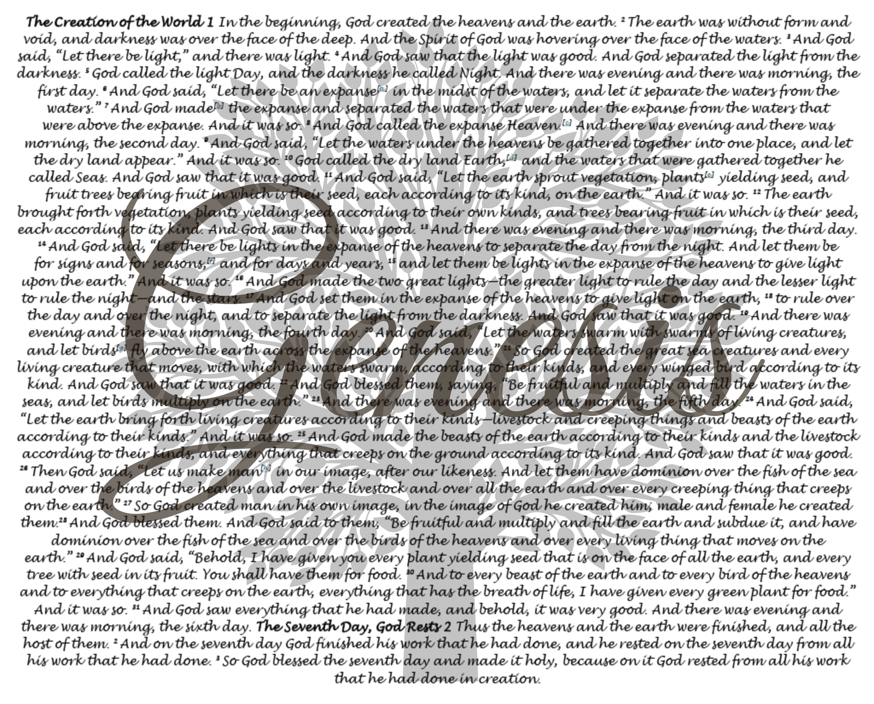 Genesis Days of Creation Art Print DIGITAL DOWNLOAD ESV Bible - Etsy