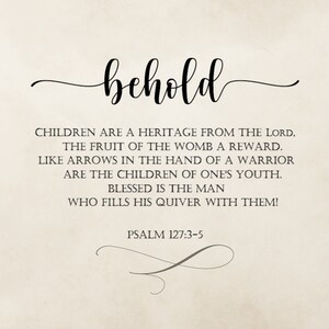 Psalm 127:3-5 Children Are a Heritage From the Lord Art Print DIGITAL ...