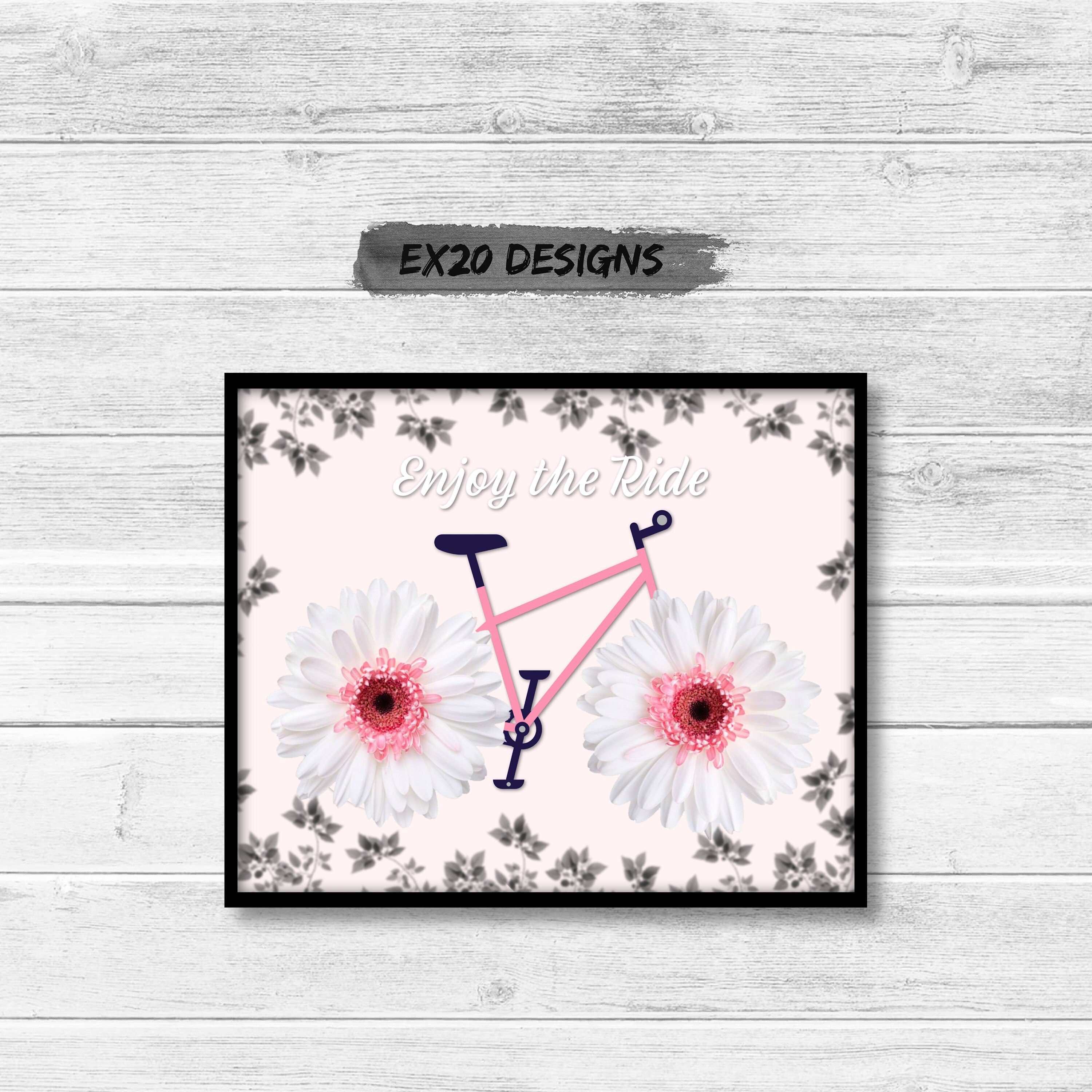 Enjoy the Ride Art Print DIGITAL DOWNLOAD Pink Daisy Girl's Bike ...