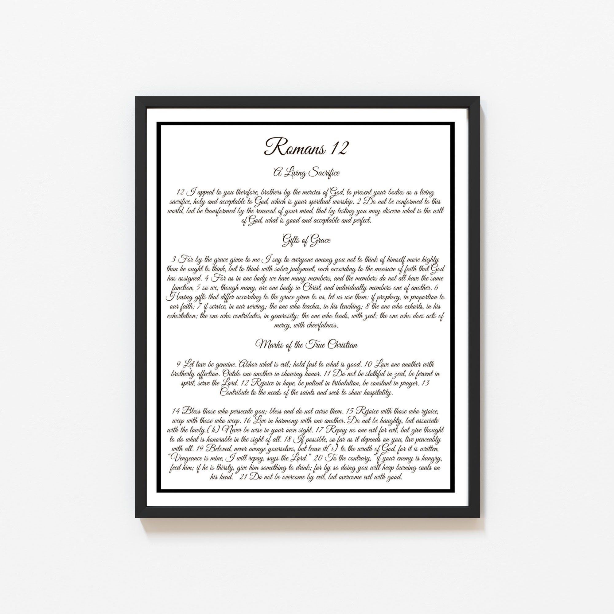 Romans 12, ESV and NIV, Unframed Christian Wall Art, Scripture Art ...